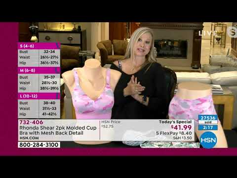 Rhonda Shear 2pack Molded Cup Bra with Mesh Back Detail