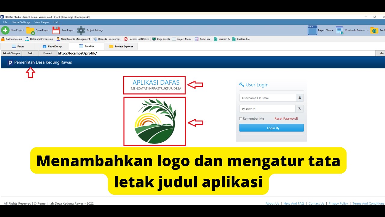Menambahkan image dan mengatur tata letak judul aplikasi #phprad # ...