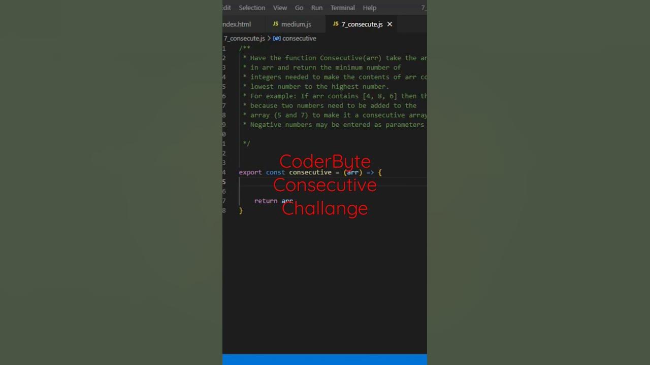 Coderbyte Consecutive Algoritma Sorusu Algoritma Youtube