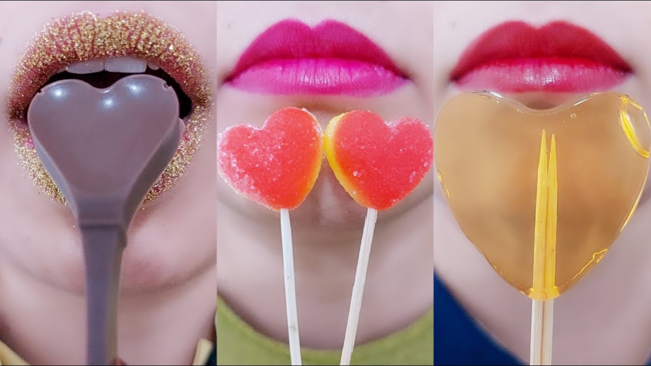 ASMR 하트 모양의 음식 Satisfying / ASMR Heart food eating sounds - YouTube