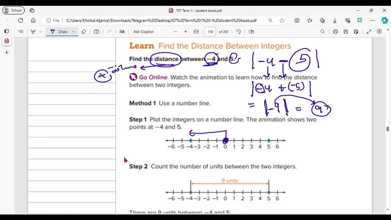 reveal math grade 7 lesson 3-2 subtract integers - YouTube