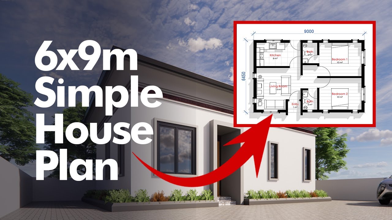 Simple Home Design Plan 6x9m with 2 Bedrooms in Revit - YouTube