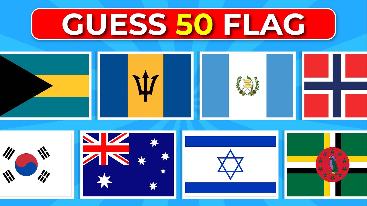 Guess And Learn 50 Flags! Flag Quiz - YouTube