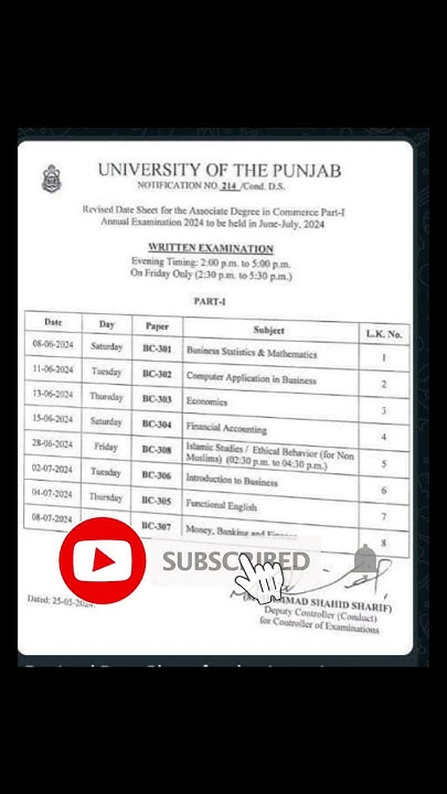 Adc Part 1 date sheet 2024 ||B.com part 1 date sheet 2024||B.com date sheet 2024|| punjab ...