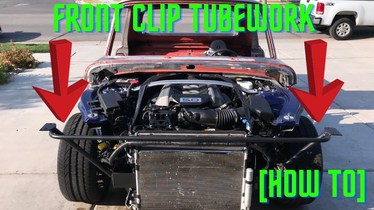 F100 Chassis Swapped With 2016 Mustang || Bending up the tube for the ...