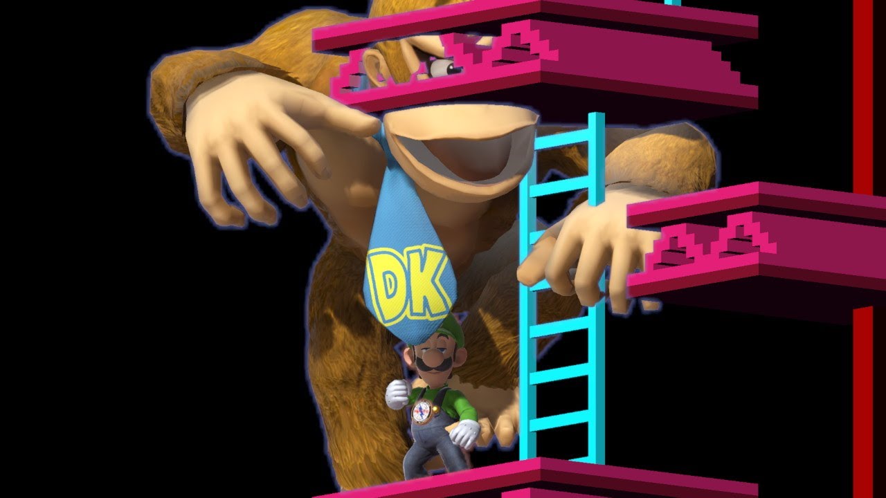 SSBU - Luigi wins against the Donkey Kong & Lady spirit by doing ...