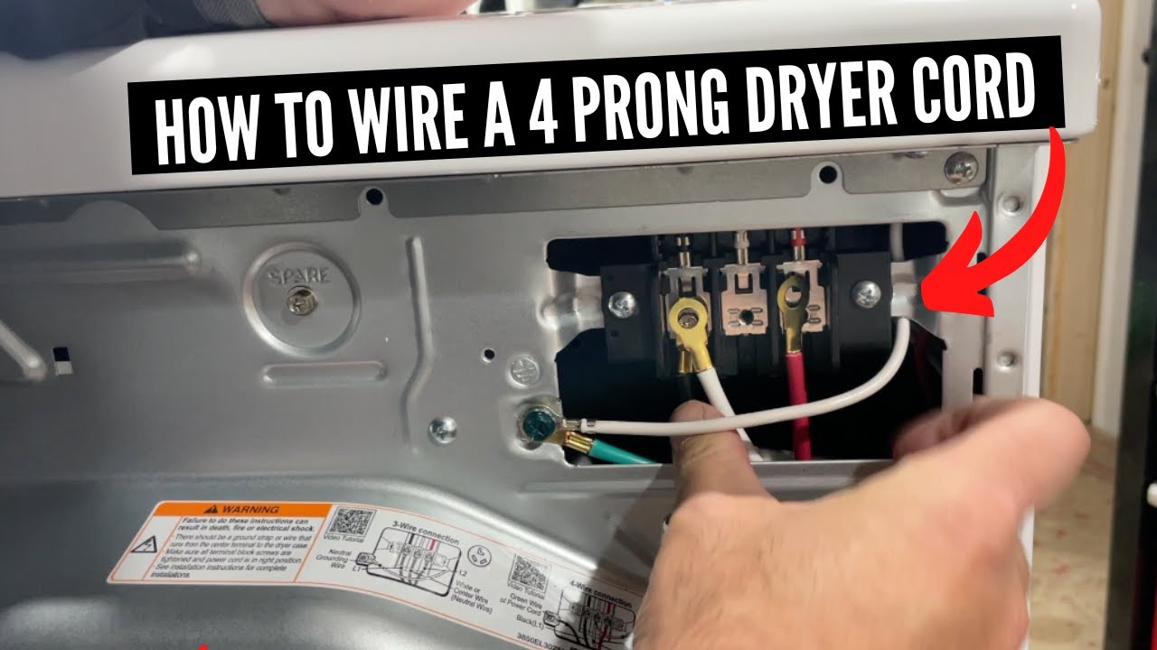 How To Wire A 4 Prong Electric Dryer Cord - YouTube