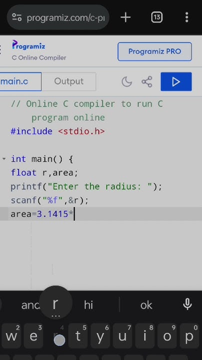 How to find the area of circle #clanguage #shorts #operators #viralvideo #programming - YouTube