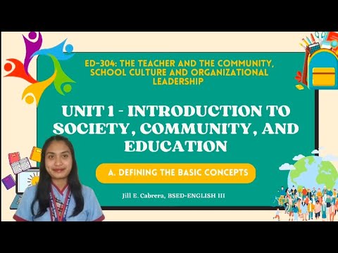 UNIT 1 - INTRODUCTION TO SOCIETY, COMMUNITY, AND EDUCATION: A. Defining ...