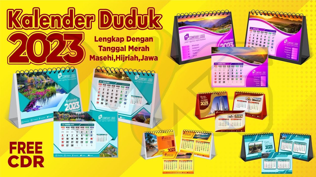 Template Kalender Duduk 2023 Lengkap - YouTube