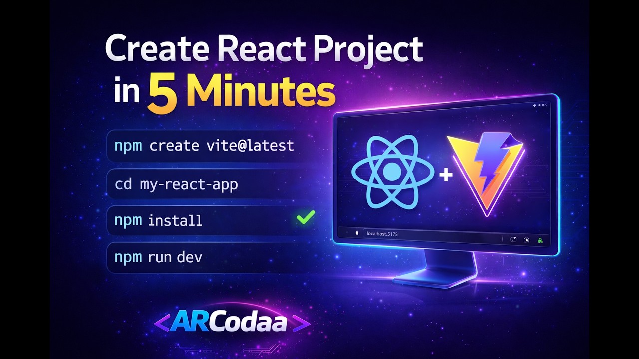 Create a React Project with Vite in 5 Minutes ⚡ | Beginner Tutorial ...