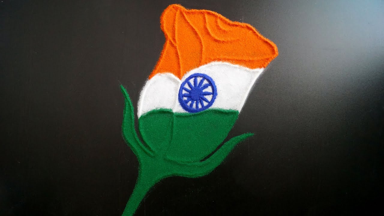 Republic Day Rangoli || Independence Day Specials Rangoli || Flower ...