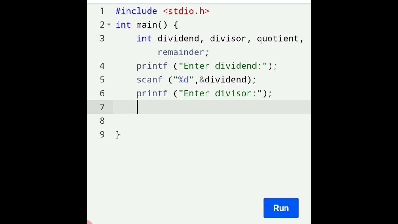 Compute Quotient and Remainder using C Language ⚡ #education #cprogramming #shorts - YouTube