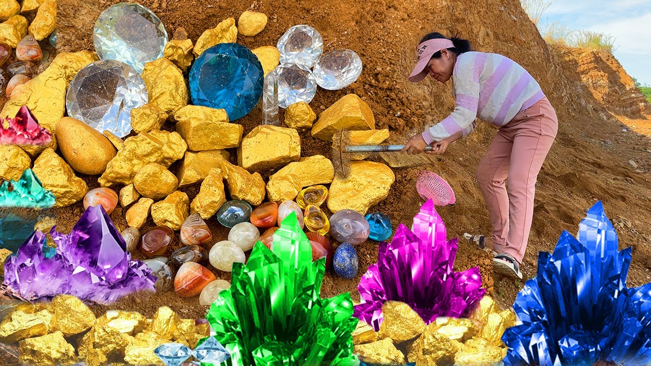 Discovery of finding Gold, Diamond Amethyst. Diamonds, Gemstone Quartz ...