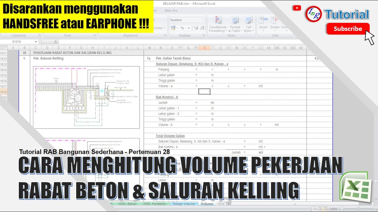 28. Cara menghitung volume pekerjaan rabat beton dan saluran keliling ...