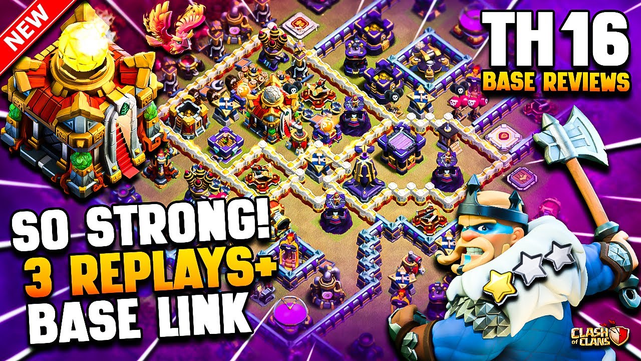 Best TH16 Base Link + 3 Replays (ONLY 1 STAR Town Hall 16) | Unbeatable ...