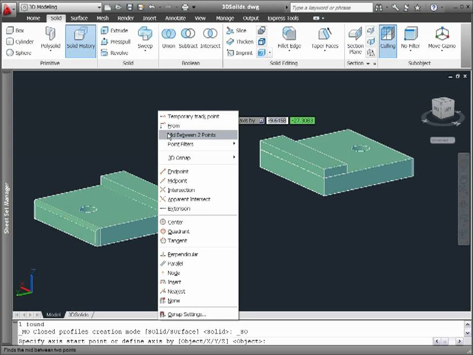 Solids Editing - AutoCAD 2011 - YouTube