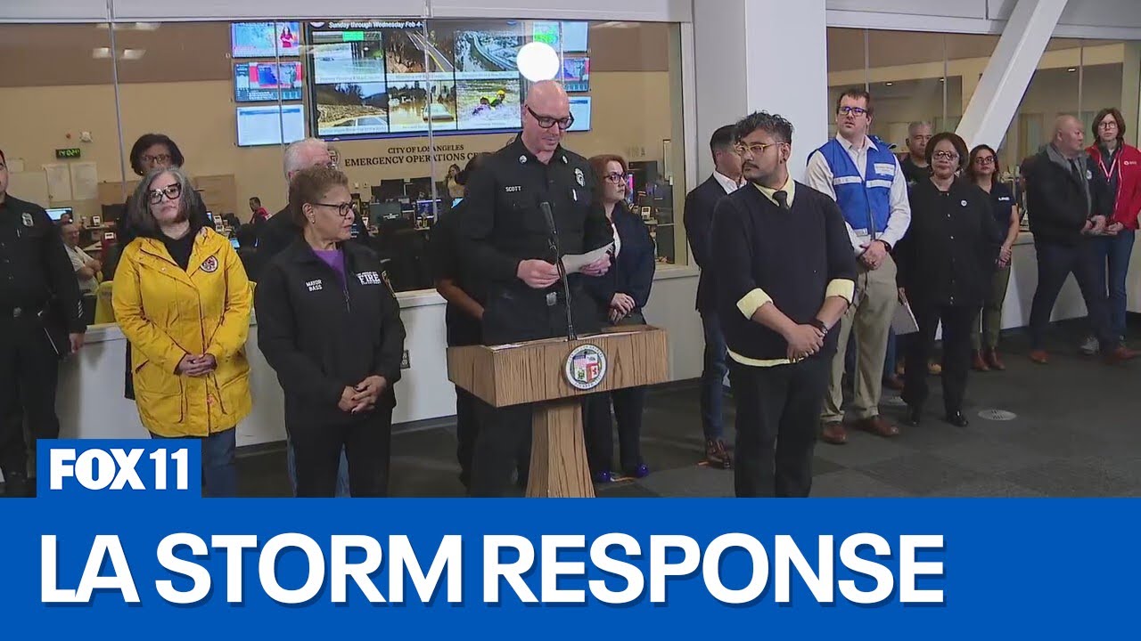 LA officials discuss city's response to storm - YouTube