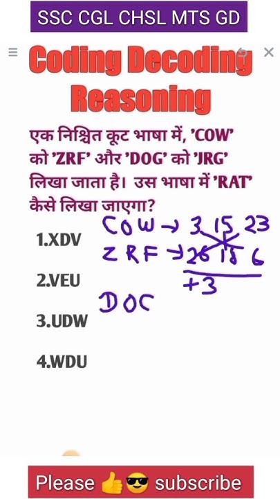 Coding Decoding Decoding Reasoning Tricks Ssc Cgl Chsl Mts Gd Maths Shorts ️ Youtube