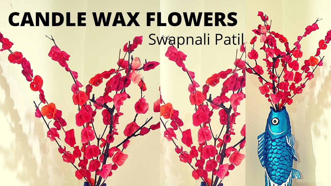 Candle wax flowers/Dry stem craft/candle flower craft/recycle craft ...