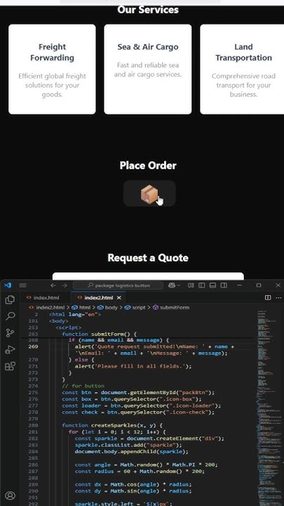 HTML CSS ANIMATION package shipment button for web page #short #shortvideo #shortsfeed #python ...