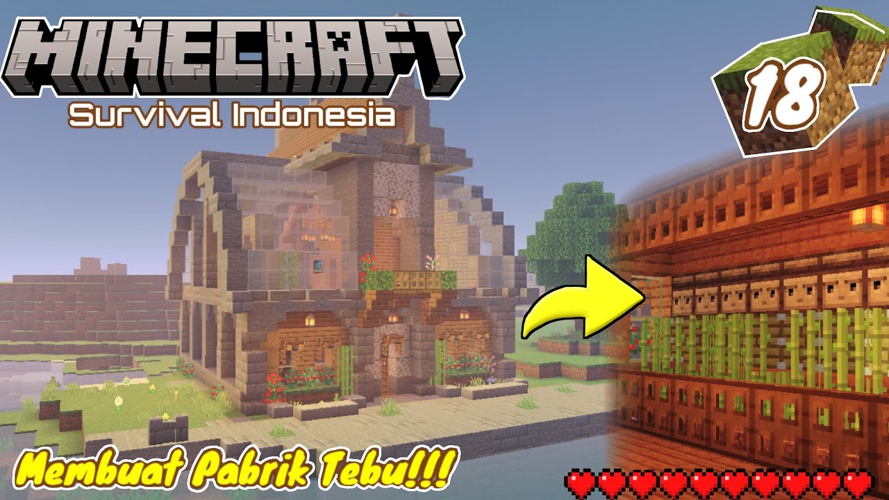 [Membangun Pabrik Sugarcane Farm!!!]_|"Minecraft Survival Indonesia ...