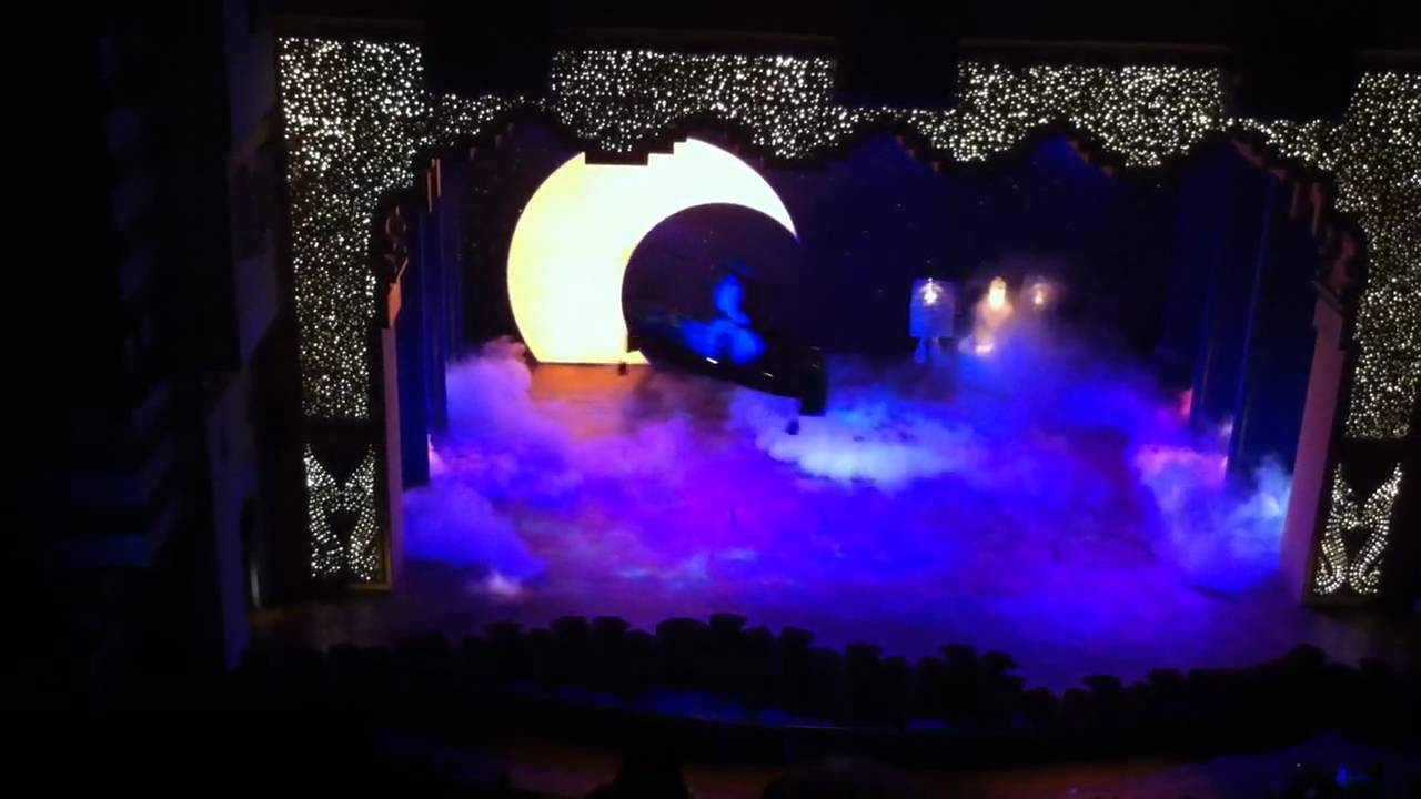Aladdin and Jasmine flying over the audience on Flying Carpet at Disney ...