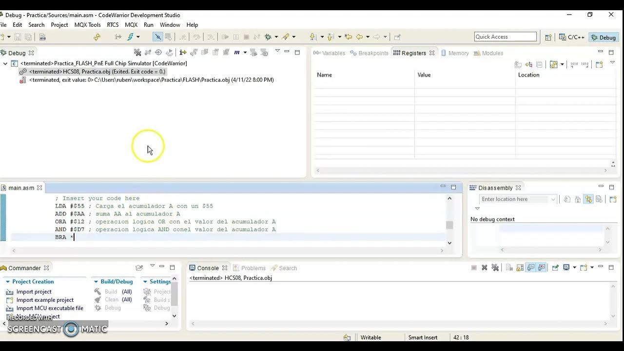 Practica #1 Introducción al codewarrior para el HCS08 - YouTube