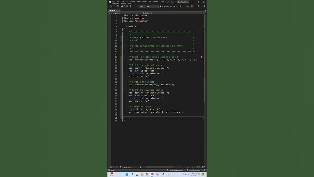 Stdreverse Usage Examples C Algorithms Code Programming Algorithms Cpp Stl Coding