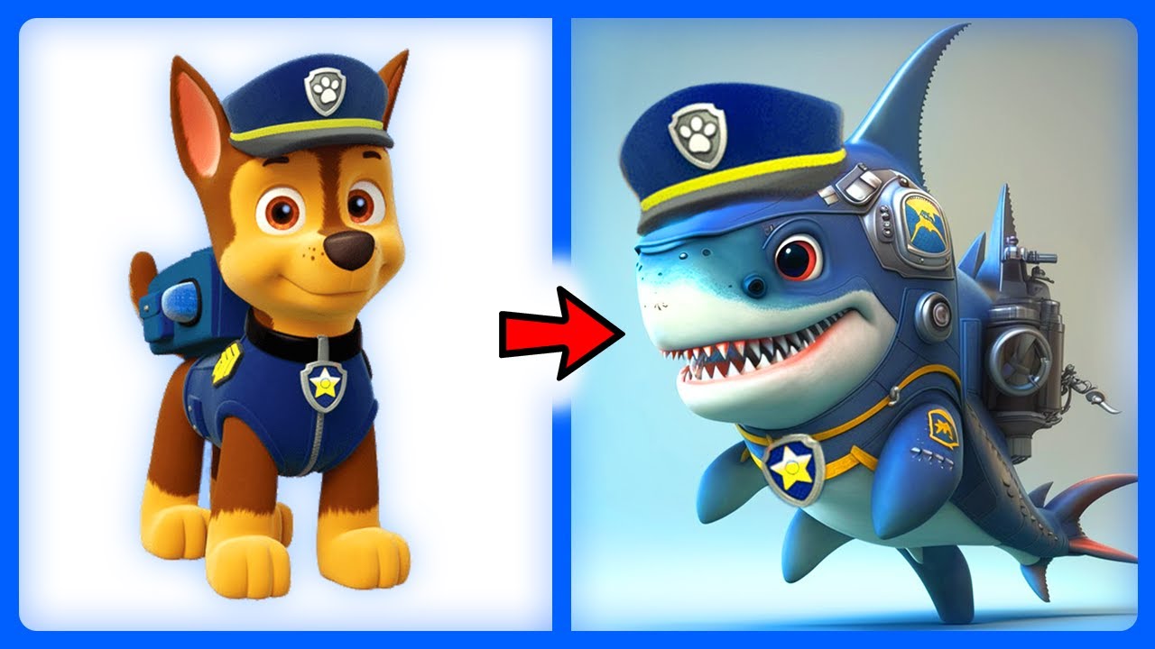 🦴 PAW PATROL all characters as SHARK 🦈 - YouTube