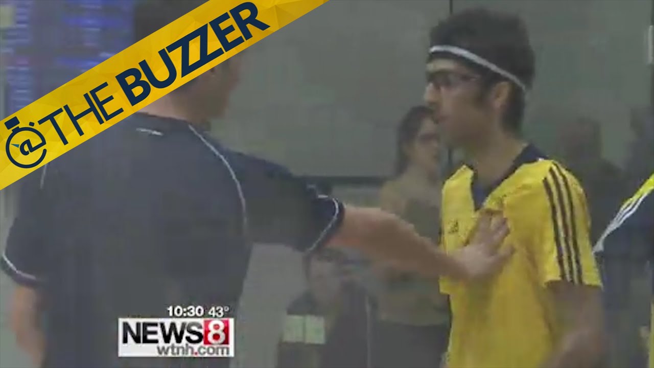 College squash players get into fight after match (kind of) - YouTube