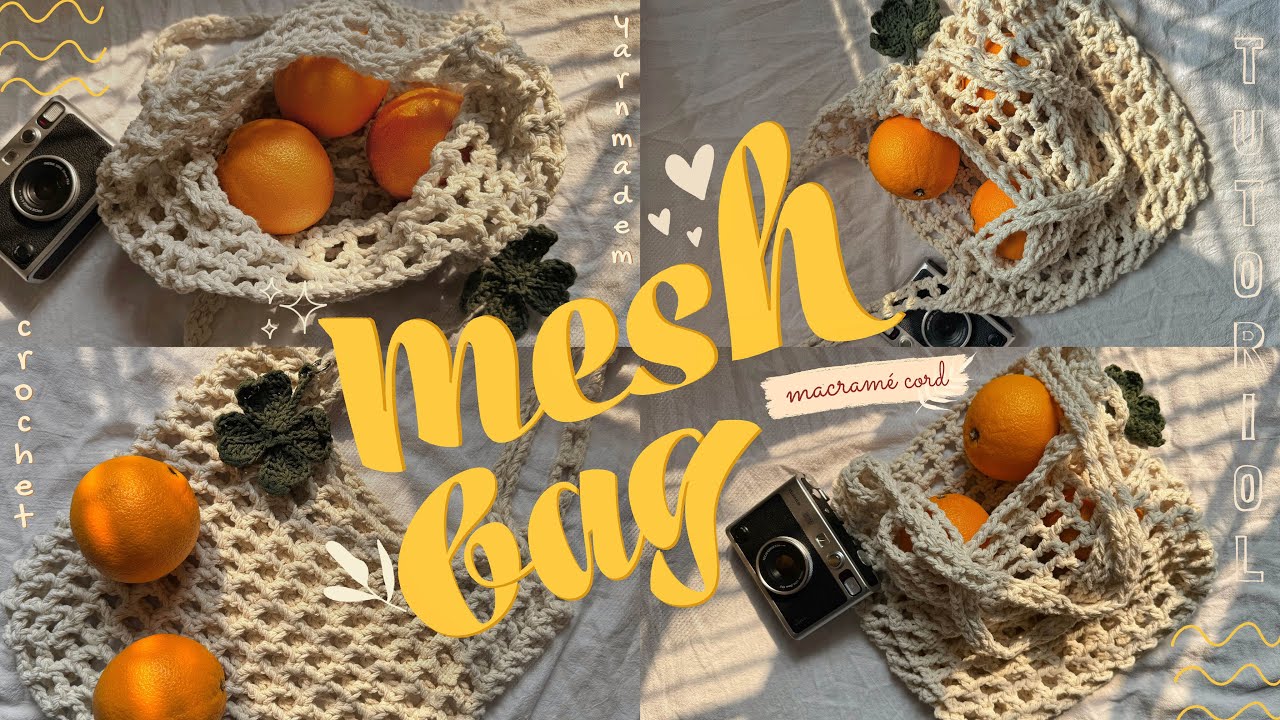 How to Crochet a Mesh Bag Using Macrame Cord | Super Easy Tutorial for ...