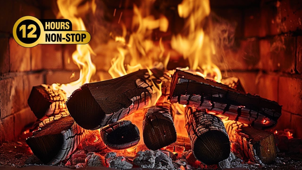 A Beautiful Fireplace Burning 🔥 12h Fireside Tranquility 🔥 Ambient ...