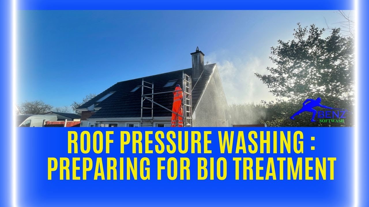Roof pressure washing: Preparing for Bio treatment. - YouTube