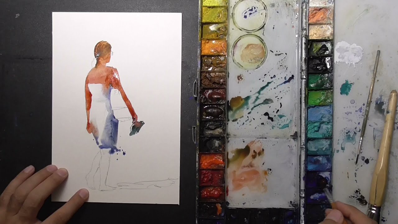 watercolor painting demo by javid tabatabaei - YouTube