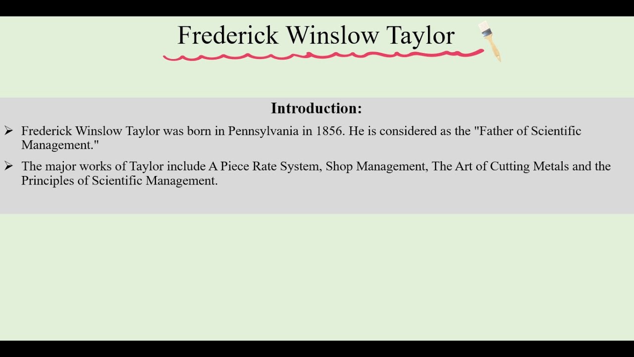 Frederick Winslow Taylor | Taylorism | Scientific Management | Mental ...