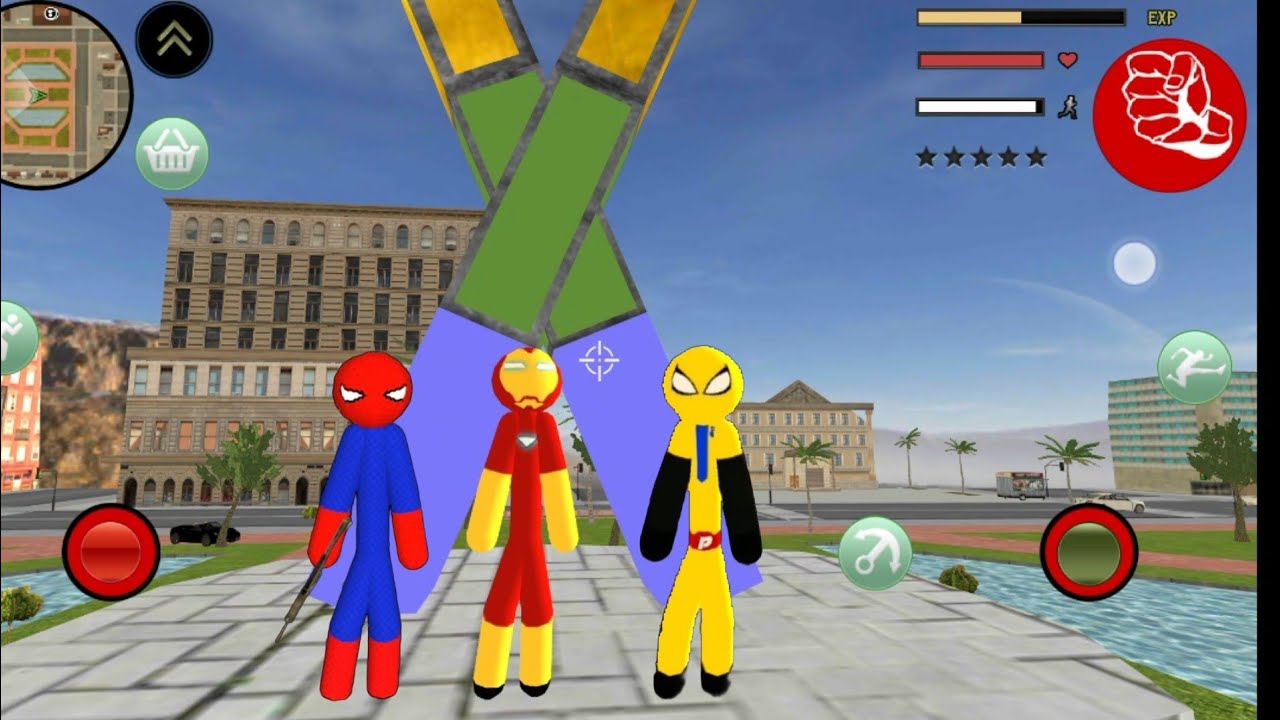 Iron Stickman Rope Hero Gangster Crime #3 - Android Gameplay - YouTube