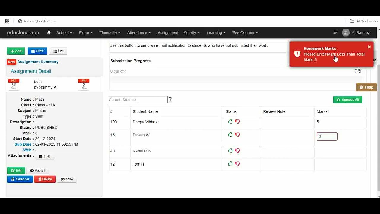 How to enter assignment marks? | EduCloud - YouTube