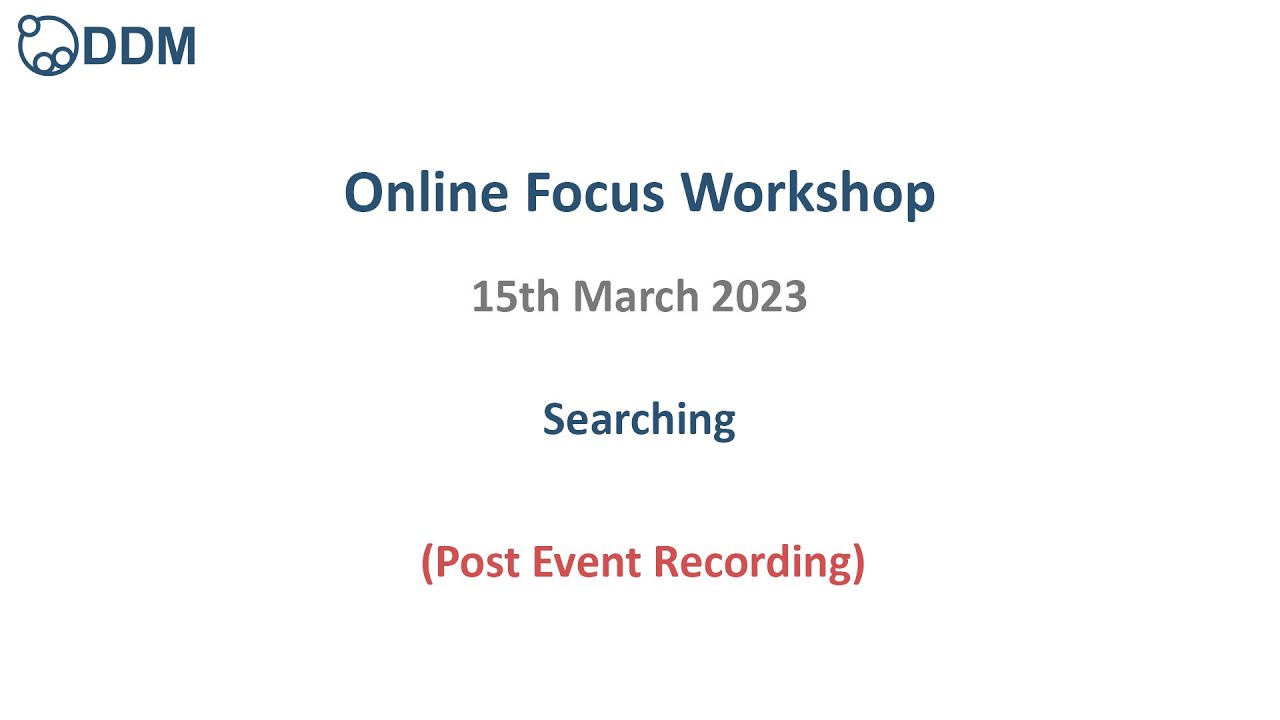 DDM Focus Workshop - Searching - YouTube