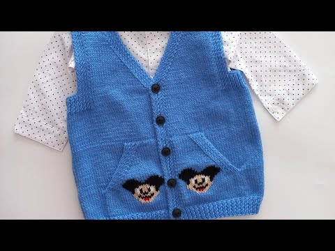 Yan Cepli Bebek Yeleği/En Kolay Cep Yapımı/Erkek Bebek Yeleği👼