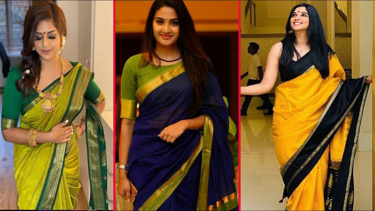STYLE YOURSELF WITH SIMPLE SMALL BORDER SILK SAREE, THIN BORDER saree ...