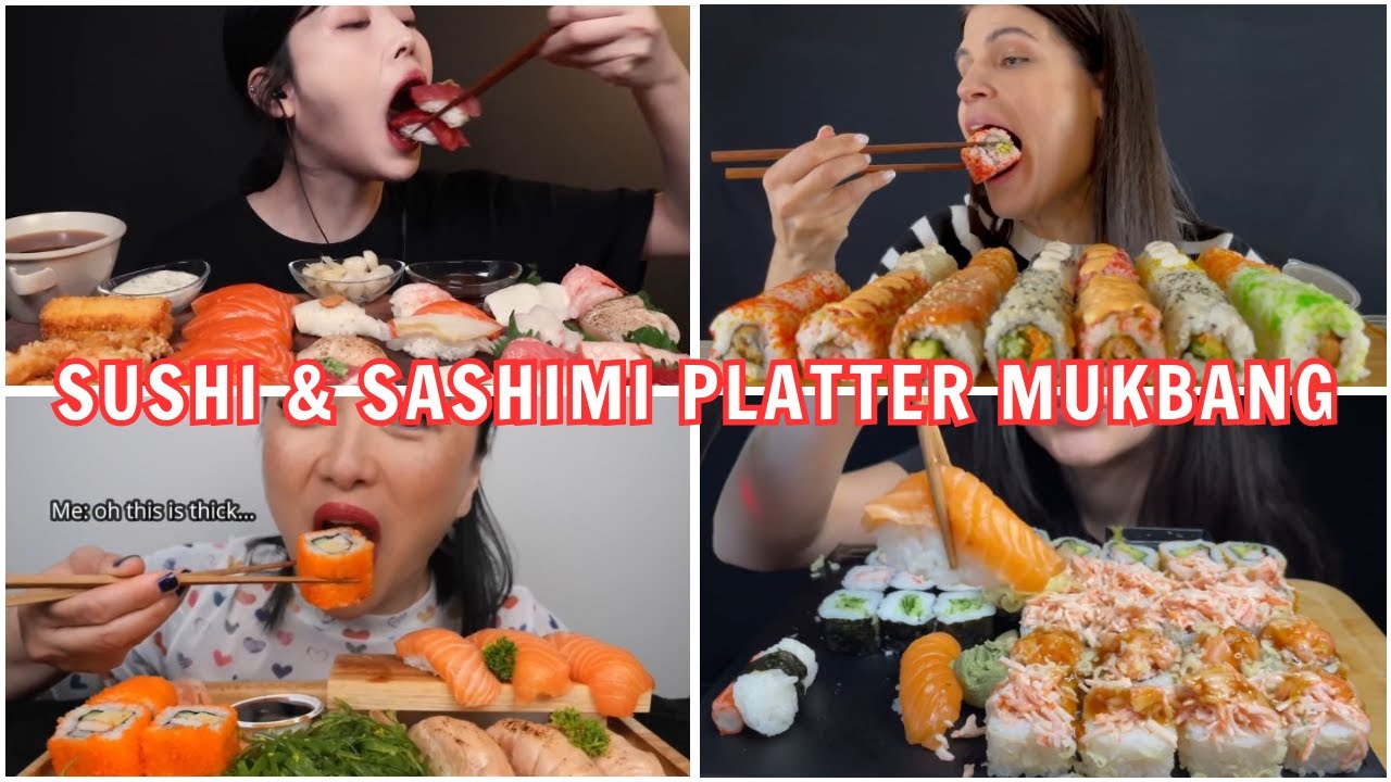 sushi & sashimi mukbang compilation | mukbang compilation | asmr eating ...