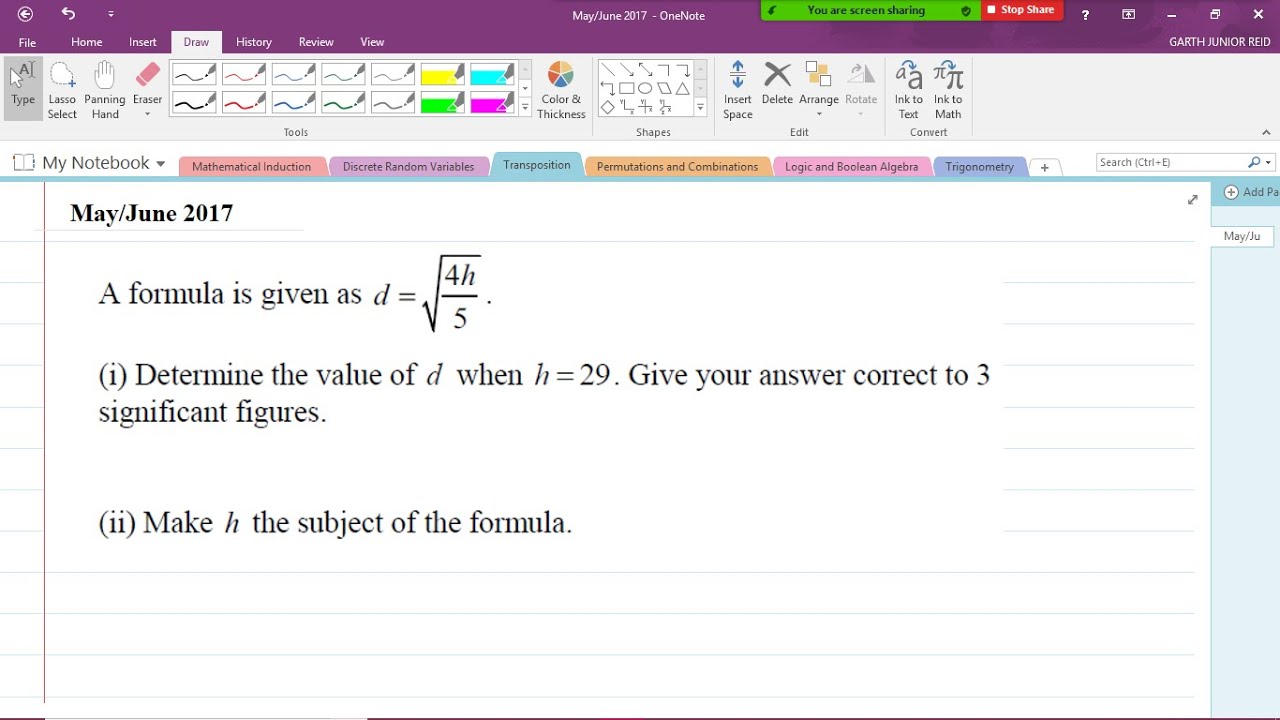 CSEC Mathematics - Section 6: Algebra - 2017 Past Paper Question - YouTube