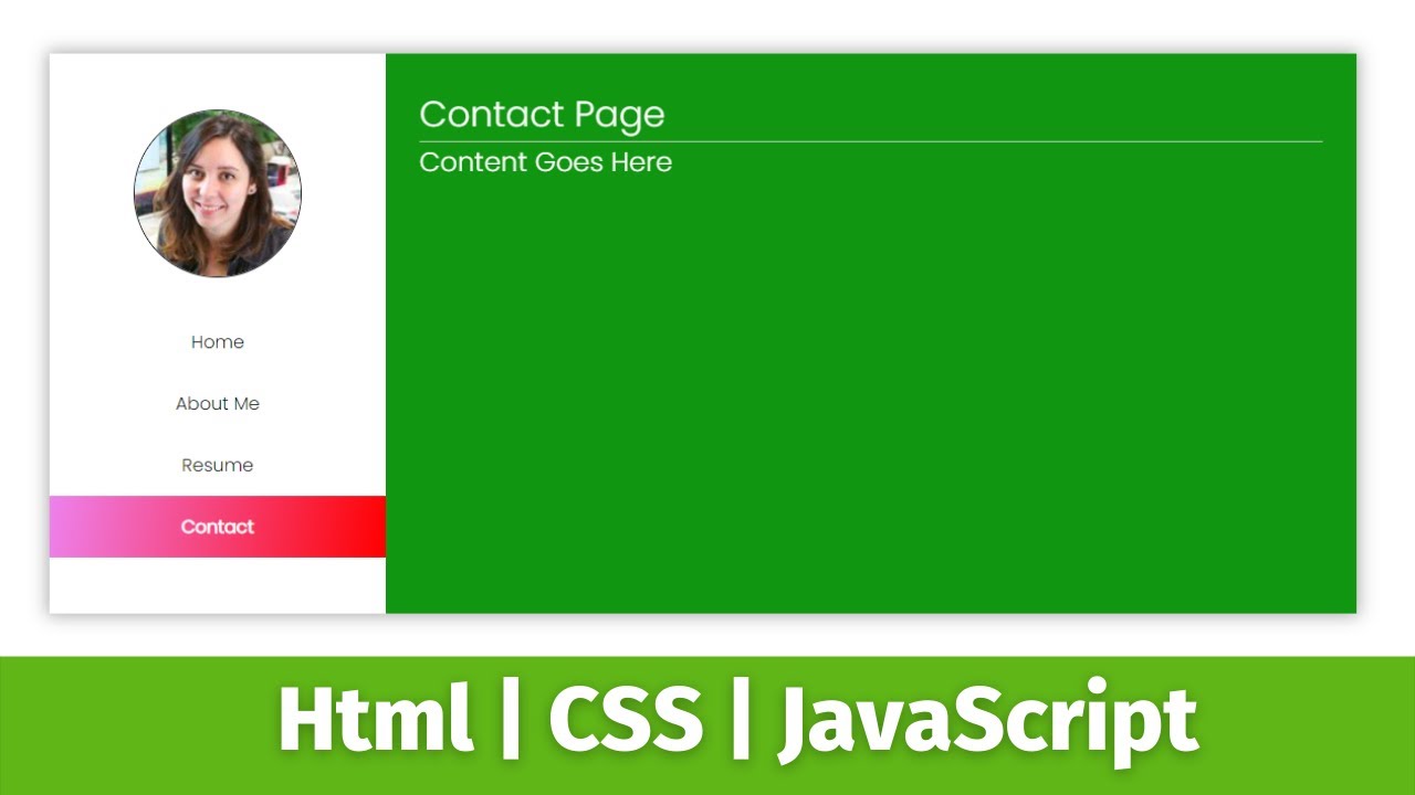 Profile Or Portfolio Website With Sidebar Navigation Using Html Css