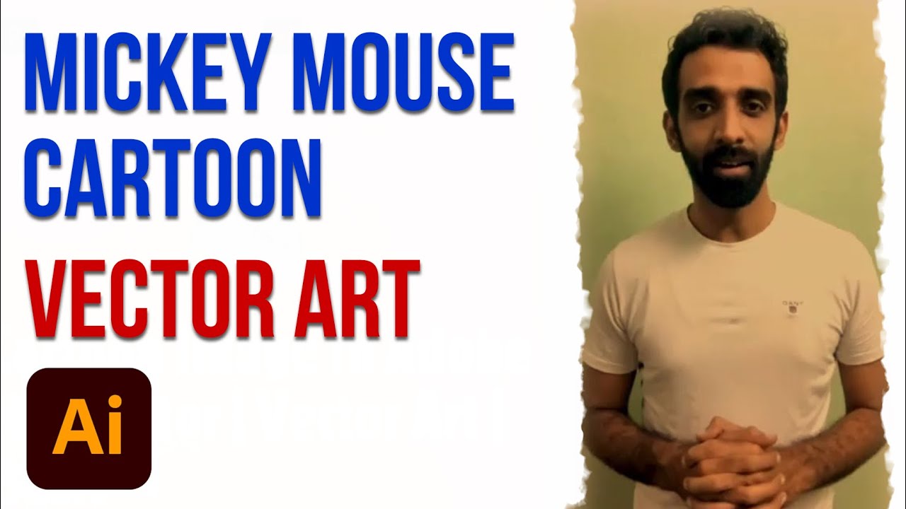 mickey mouse cartoon - Illustrator Tutorial - tracing - YouTube
