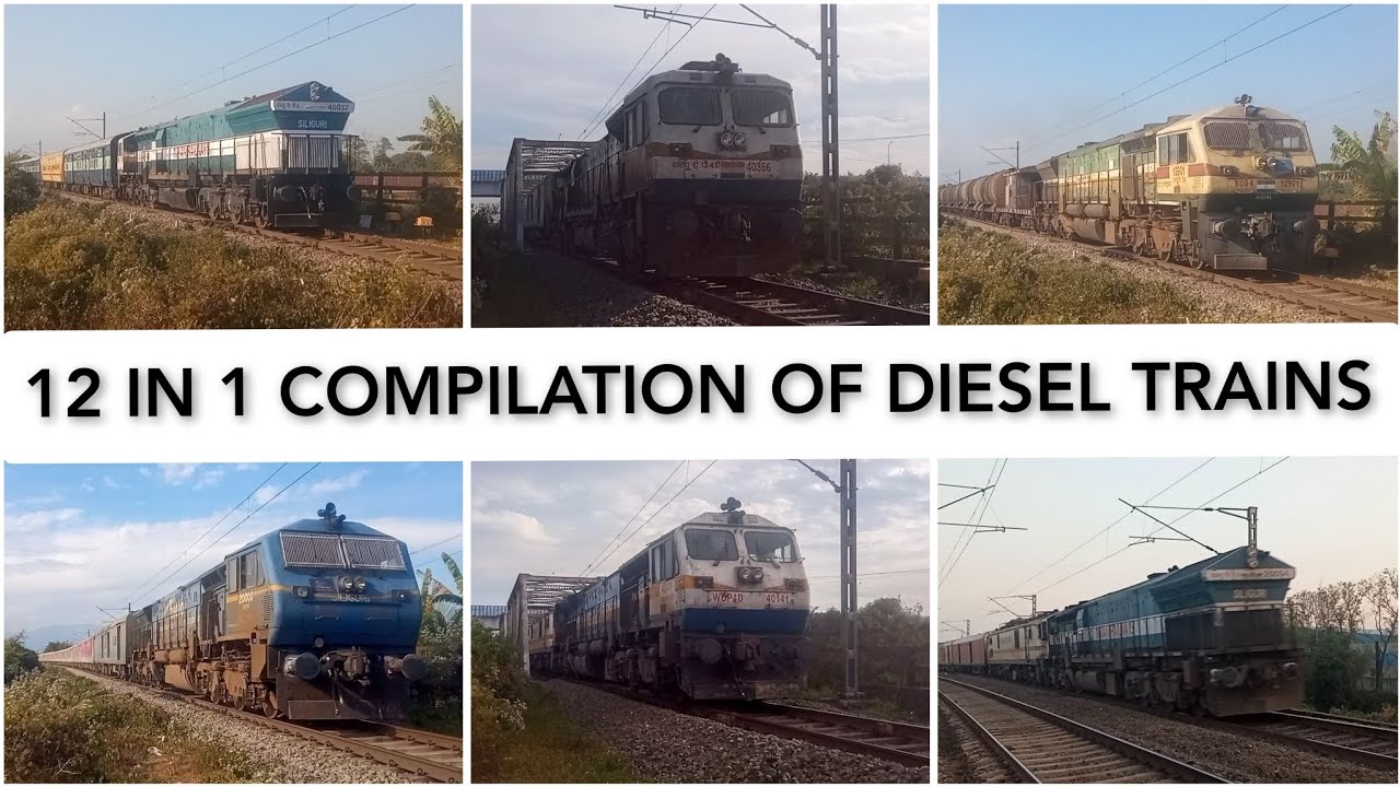 12 IN 1 COMPILATION OF DIESEL TRAINS WITH ICF/LHB/FREIGHT || INDIAN ...