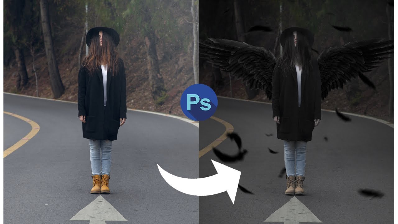 Wings effect tutorial - Make fantasy wing effect in Photoshop - YouTube