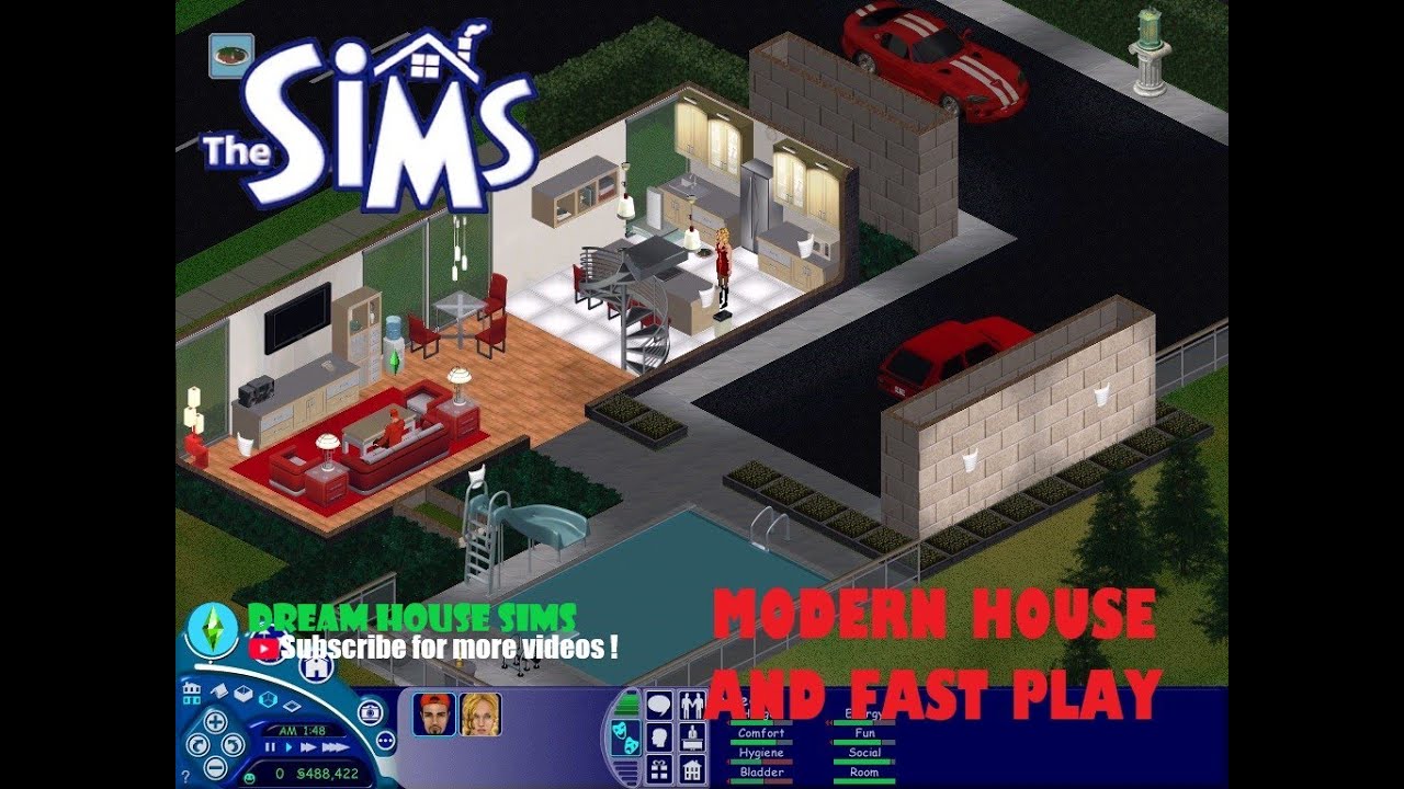 THE SIMS 1 - 🛋MODERN HOUSE AND FAST PLAY #thesims🪴 - YouTube