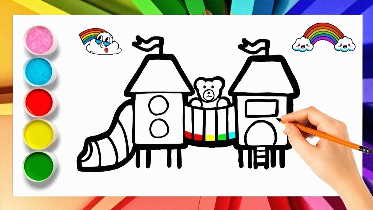 How To Draw A Playground With Slide | Slide Drawing Easy # ...