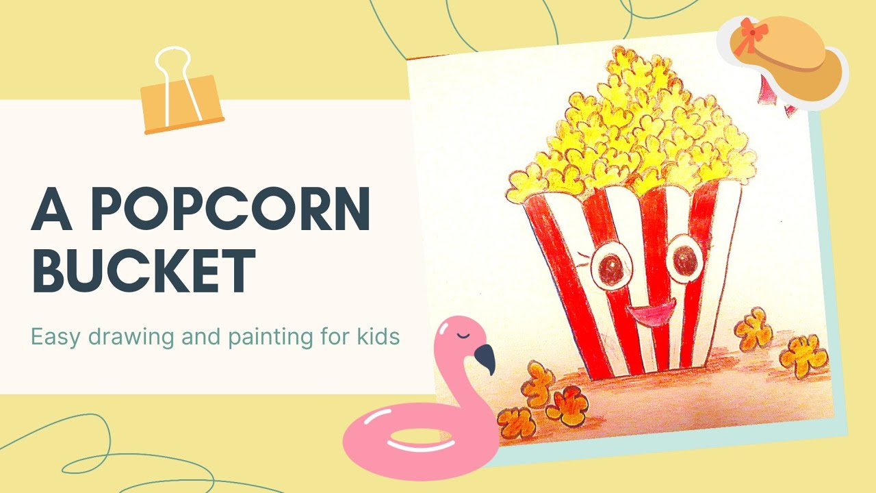 How to draw a cute Popcorn Bucket for kids? - YouTube